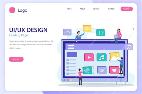 Premium Vector Ui Ux Design Concept Ui Ux Landing Page Website Flat Vector Template
