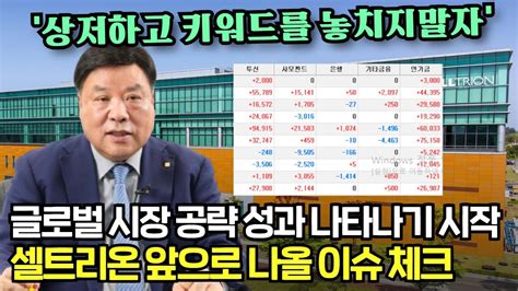 셀트리온 주가 글로벌 시장 공략 성과 나타나기 시작한다 실적 성장 탄력 붙는 이유 분석 셀트리온 주가전망 Youtube
