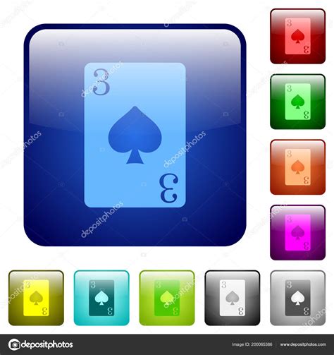 Three Spades Card Icons Rounded Square Color Glossy Button Set Stock Vector By ©renegadehomie