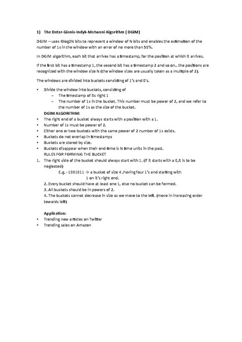 Dgim Dgim Is The Main Concepts In Big Data This Algorithm Is Used