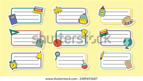 Collection Babe Notebook Labels Cartoon Style Stock Vector Royalty Free 2489693687