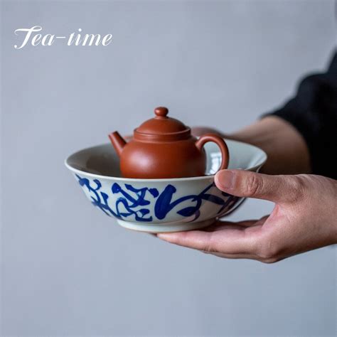 Badu Bg Китайска ретро ръкописна поезия Изкуство Основа за носене на саксия Поставка за чайник