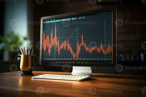 A Computer Monitor With A Graph On The Screen Monitor Screen Shows Growth Data With Graphs