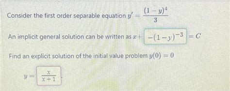 solved consider the first order separable equation