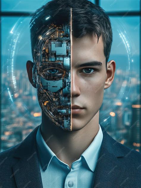 Ai And Human Fusion In Modern Office Premium Ai Generated Image