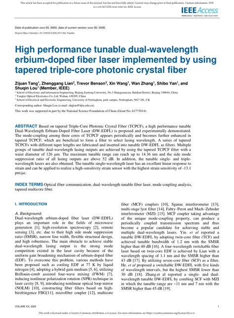 Pdf High Performance Tunable Dual Wavelength Erbium Doped Fiber Laser