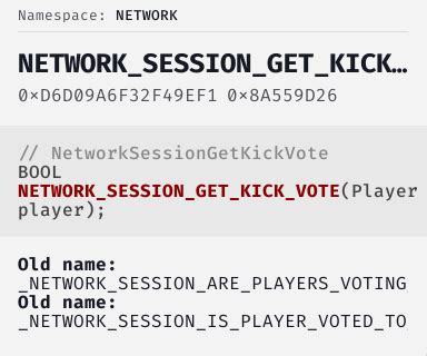 NetworkSessionGetKickVote FiveM Natives Cfx Re Docs