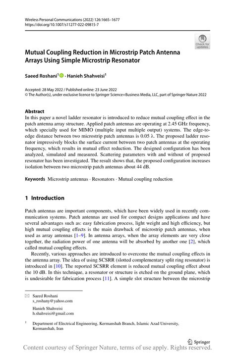 Mutual Coupling Reduction In Microstrip Patch Antenna Arrays Using Simple Microstrip Resonator