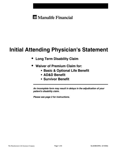 Manulife Attending Physician Statement Form Fill Out And Sign Online