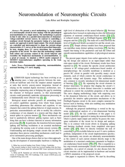 Neuromodulation Of Neuromorphic Circuits Luka Ribar And Rodolphe