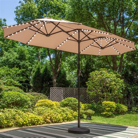 Phi Villa 13ft Large Patio Umbrella With Solar Lights