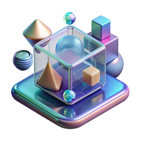 Abstract 3d Geometric Shapes Cube Sphere Pyramid And More 55060540 Png