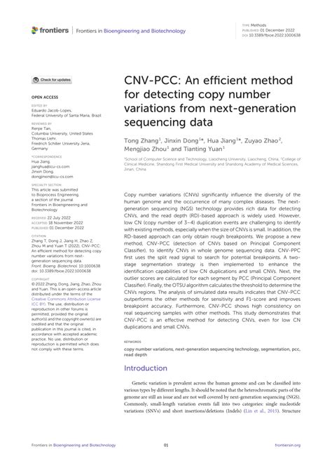Pdf Cnv Pcc An Efficient Method For Detecting Copy Number Variations