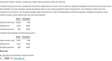 Solved Contribution Margin Variance Contribution Margin