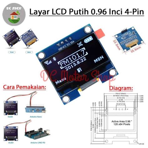 promo oled white putih 0 96 inch i2c iic 128x64 display module lcd
