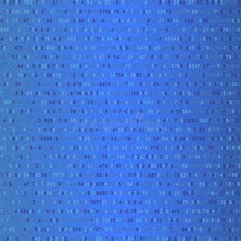 Random Number Generator Numbers With The Algorithm In Chaotic Order On A Blue Background Stock