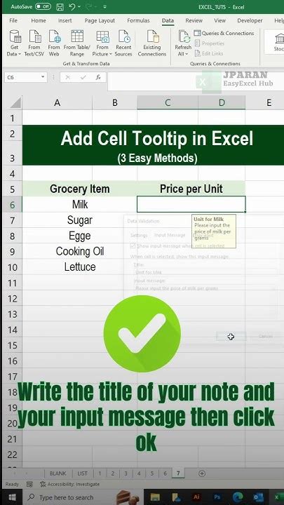 Add Cell Tooltip In Excel 3 Easy Methods Youtube
