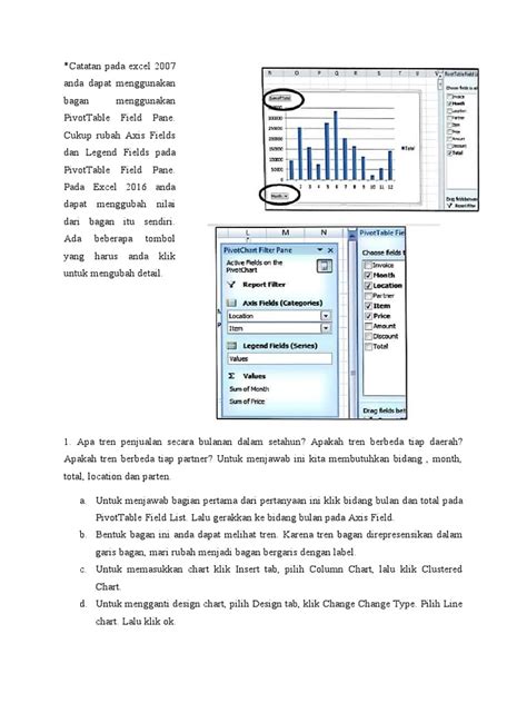 Catatan Pada Excel 2007 Anda Dapat Menggunakan Bagan Menggunakan Pivottable Field Pane Pdf
