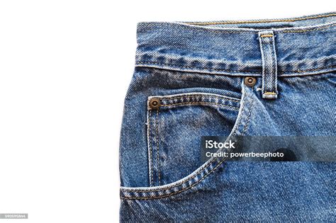 흰색 고립 된 배경에 전면 포켓이있는 파란색 청바지 패브릭 0명에 대한 스톡 사진 및 기타 이미지 0명 거친 곤색 Istock
