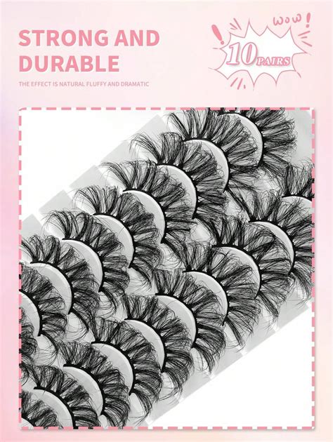 Enchuw 10 Pairs Thick 25mm Eyelashes Fluffy And Dramatic Look Curled Dd Curl Band False