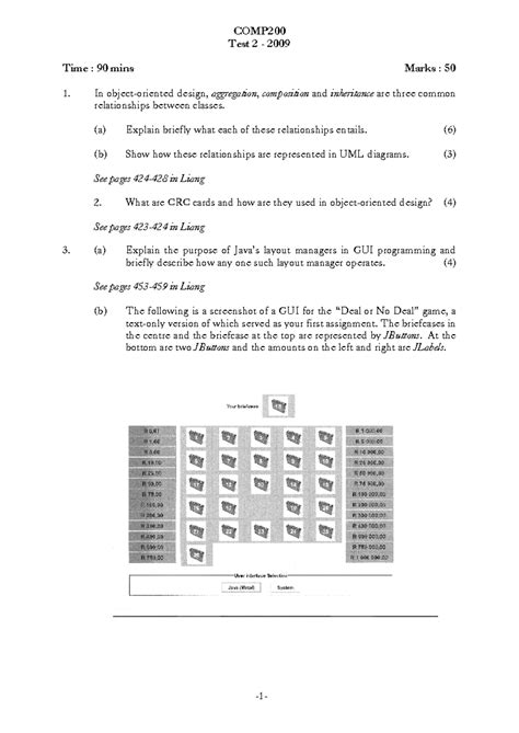 COMP Test Solutions COMP Test Time Mins Marks In Object Oriented