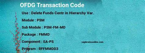 OFDG SAP Tcode For Delete Funds Centr In Hierarchy Var OFDG SAP Tcode For Delete Funds Centr In Hierarchy Var