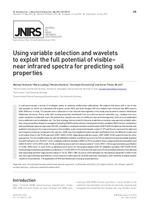 Pdf Using Variable Selection And Wavelets To Exploit The Full