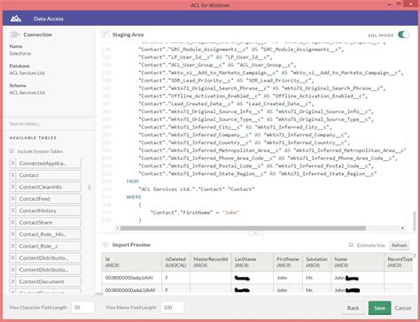 import salesforce data into acl analytics