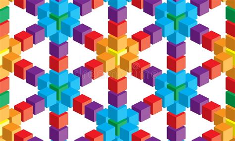 Optical Illusion Colorful Abstract Vector Cube And Squares Background Stock Vector