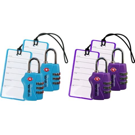 4 Pack Tsa Luggage Lock Matching Tag Bright Colors Help Easily