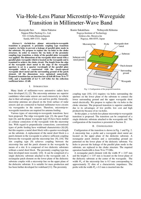 Pdf Via Hole Less Planar Microstrip To Waveguide Transition In Millimeter Wave Band