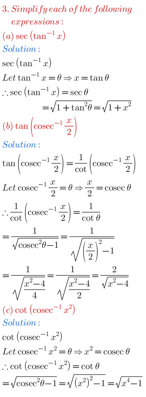 Inverse Trigonometric Functions Solutions Maths 311 Book 2 Nios Check