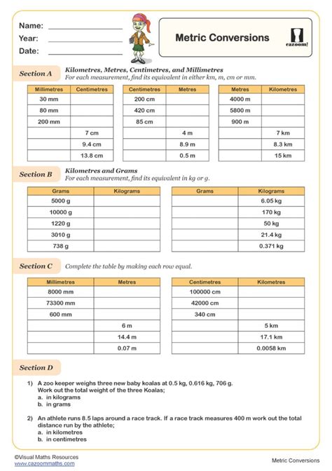 Metric Conversions Worksheet Key Stage 2 Pdf Measurement Worksheets