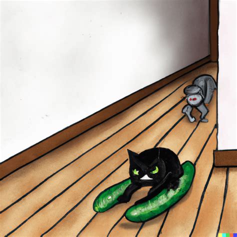 A Cat That Is Running Through A Small Hallway As An Angry Cucumber