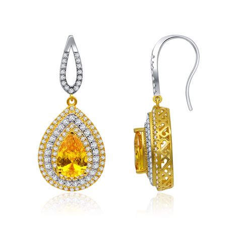 Enticing Bright Yellow Topaz Drop Earrings Custom Jewelry