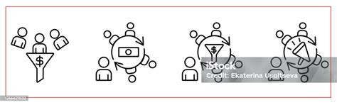 비즈니스 선형 아이콘 세트 잠재 발전 라인 아이콘 세트 고객 확보 고객 검색 영업 유입경로 수입 리드 생성에 대한 스톡 벡터 아트 및 기타 이미지 Istock