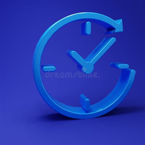Blue Clock With Arrow Icon Isolated On Blue Background Time Symbol Clockwise Rotation Icon