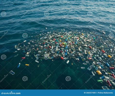 The Great Pacific Garbage Patch Aerial View Of Massive Areof Plastic Pollution In The Ocean Ai