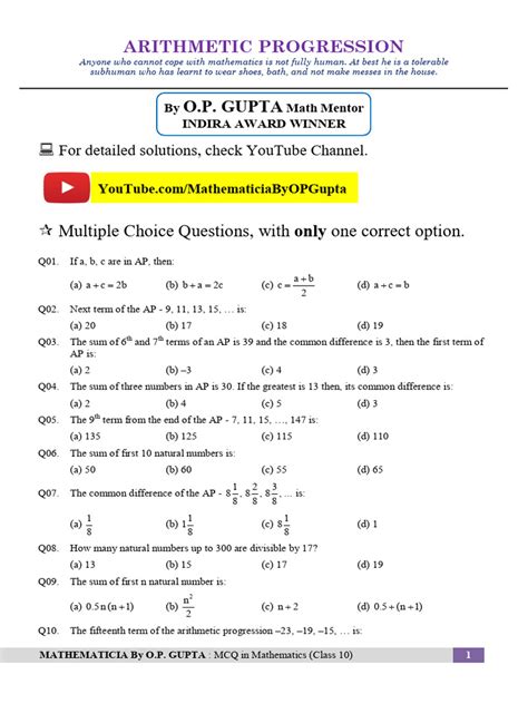 Arithmetic Progression Pdf Mathematics Arithmetic