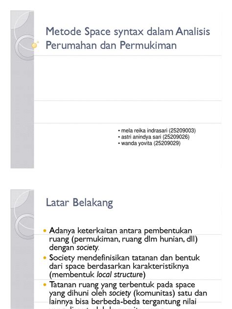 Space Syntax Dalam Analisis Perumahan An Pdf