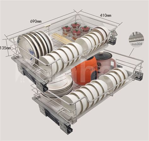 สินค้าใหม่ 🛒ตะแกรงสแตนเลสคว่ำจาน 304 ลิ้นชักสแตนเลส Dish Rack สดุเหล็ก 2ชั้น 4ขนาดสำหรับหน้าบาน