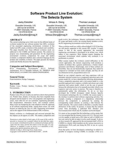 Pdf Software Product Line Evolution The Selecta System