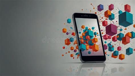 Abstract Digital Explosion From A Smartphone Screen Stock Illustration Illustration Of
