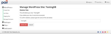 How To Delete A WordPress Site Knowledge Base Pair Networks