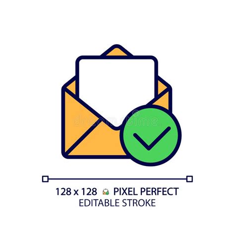 Letter With Check Mark Pixel Perfect Rgb Color Icon Stock Vector Illustration Of Checkmark