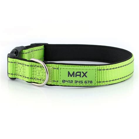 Personalised Printed Id Reflective Deluxe Padded Dog Collar Custom