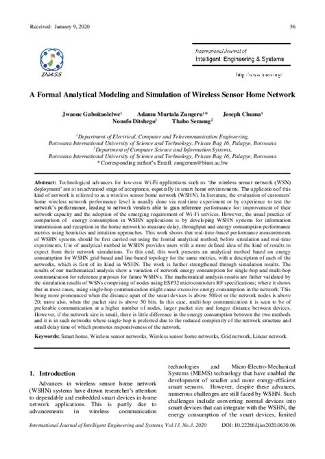 Pdf A Formal Analytical Modeling And Simulation Of Wireless Sensor