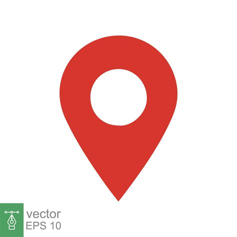 Pin Map Icon Simple Flat Style Red Place Location Tag Destination Point Mark Geo Marker