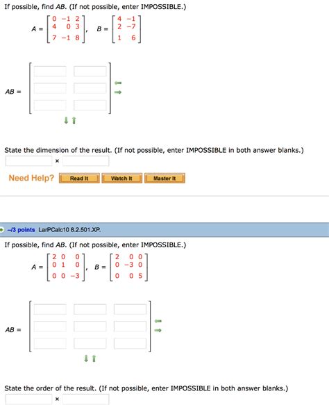 Solved If Possible Find AB If Not Possible Enter Chegg Com