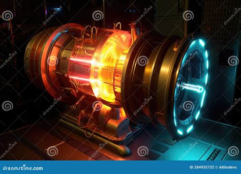 Ion Thruster Engine Glowing In The Dark Royalty Free Stock Image
